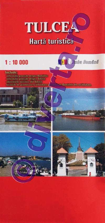 TULCEA, harta pliata turistica, rutiera, 50x70cm, scara 1:10.000